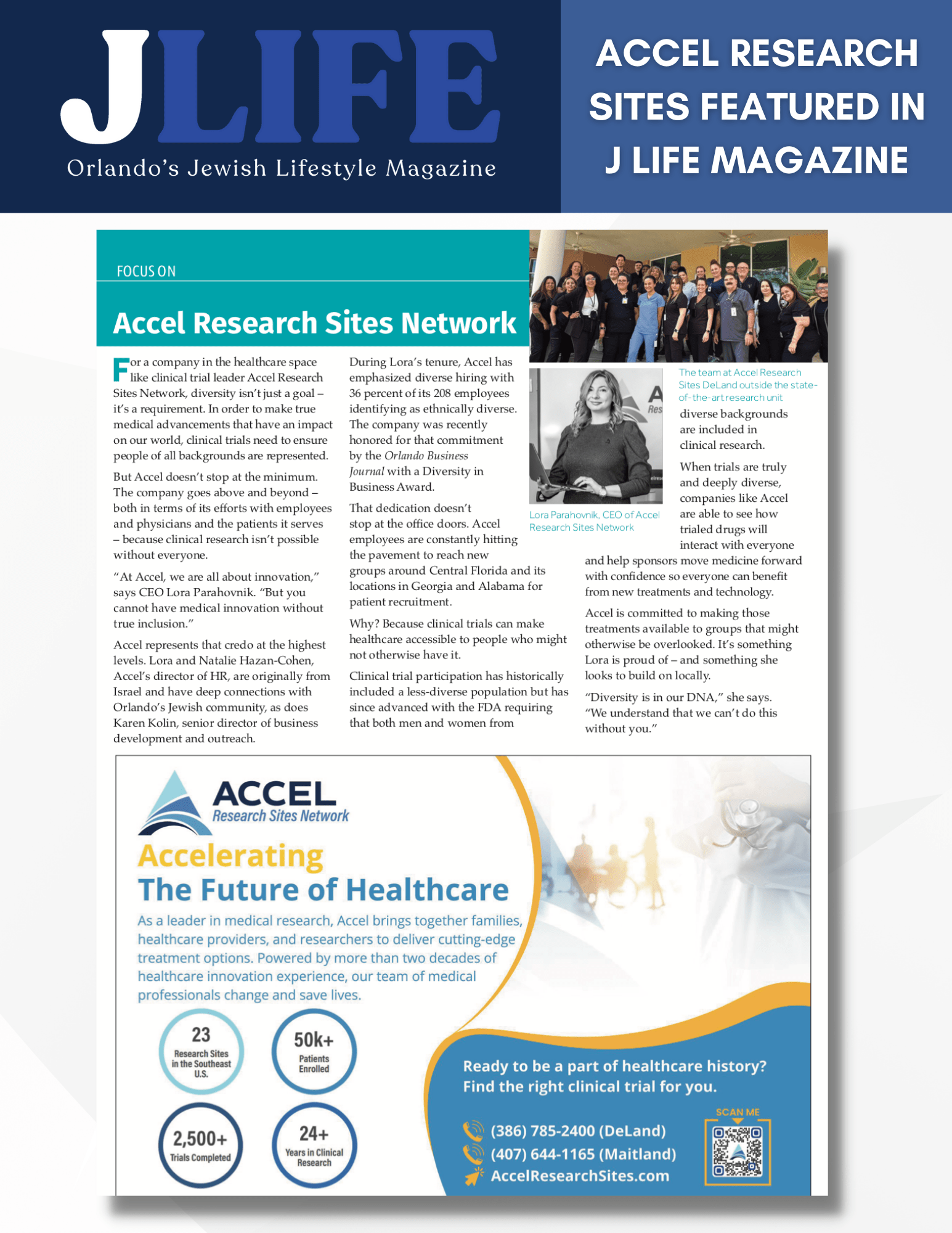 Accel Research Sites featured in J Life Magazine - Accel Research Sites